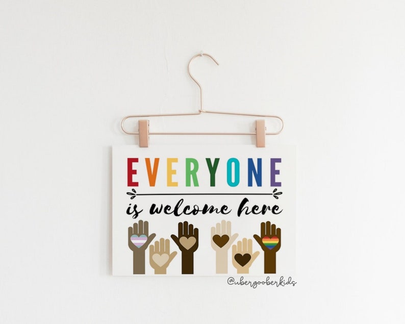 Everyone Welcome Here Diversity Art Classroom Decor - Etsy