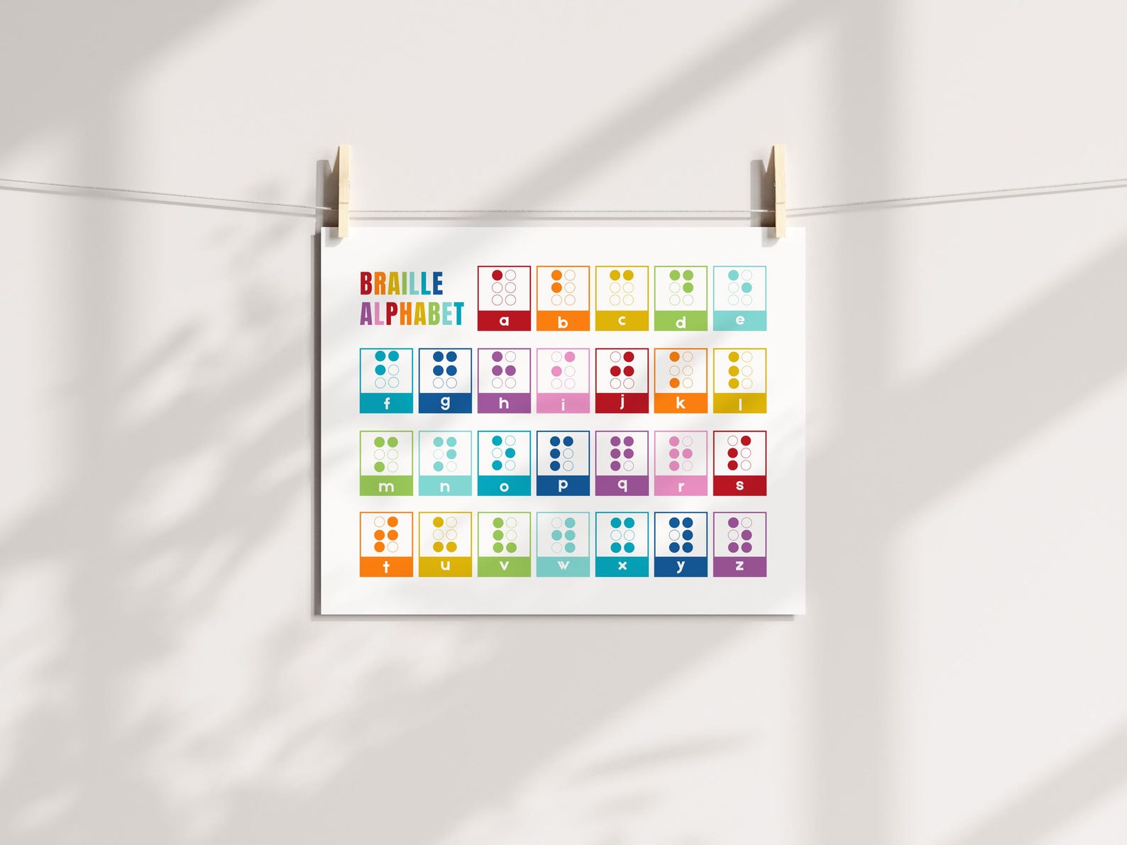 Braille Alphabet Poster: Rainbow ABC Chart, Educational Wall Art, DUTY ...