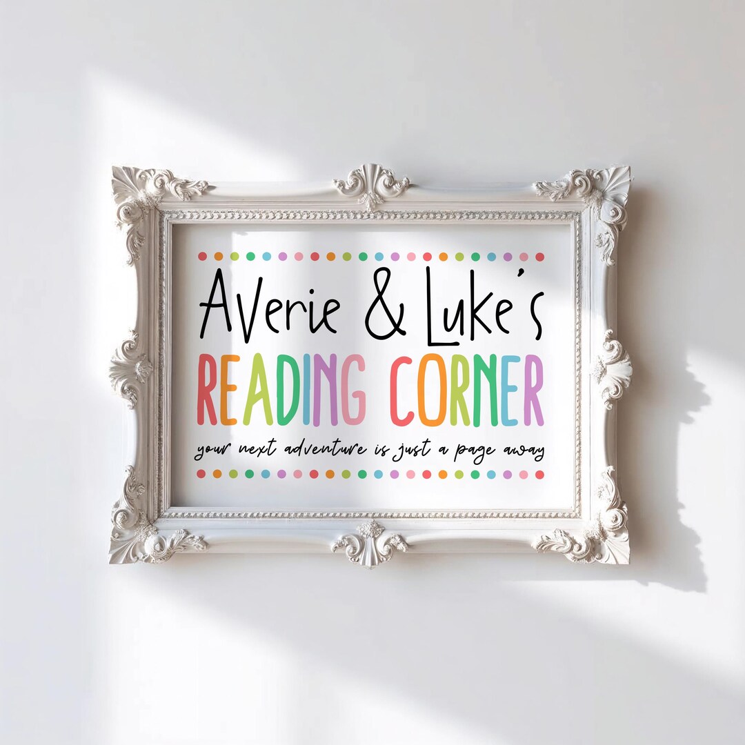 Personalized Reading Corner Sign: Rainbow Kids Room Decor (digital ...