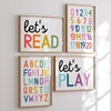 Read Letters Wall Art, Set of Four, Playroom Wall Decor, Playroom ...