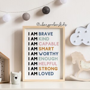 Bathroom Affirmation Print, Kids Bathroom Decor, Positive Affirmations ...