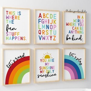 Playroom Art Set of Six, Playroom Poster, Playroom Decor, Daycare ...