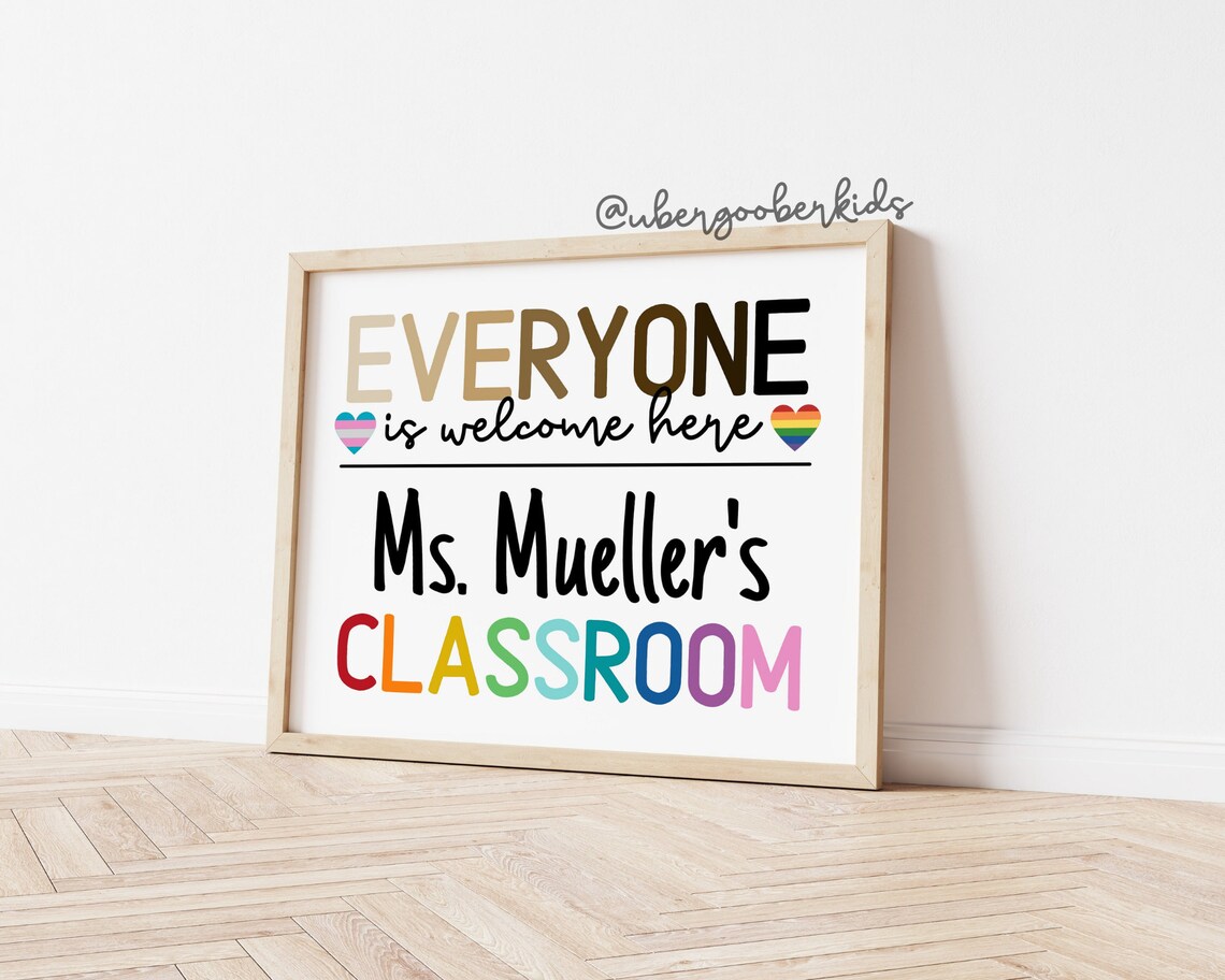 Everyone is Welcome Here Classroom Wall Art Personalized | Etsy