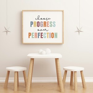 Progress Over Perfection Print, Positive Affirmations for Kids, Home ...