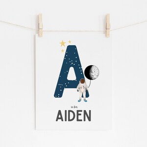 Space Wall Art Download, Personalized Initial Print, Custom Baby Name ...