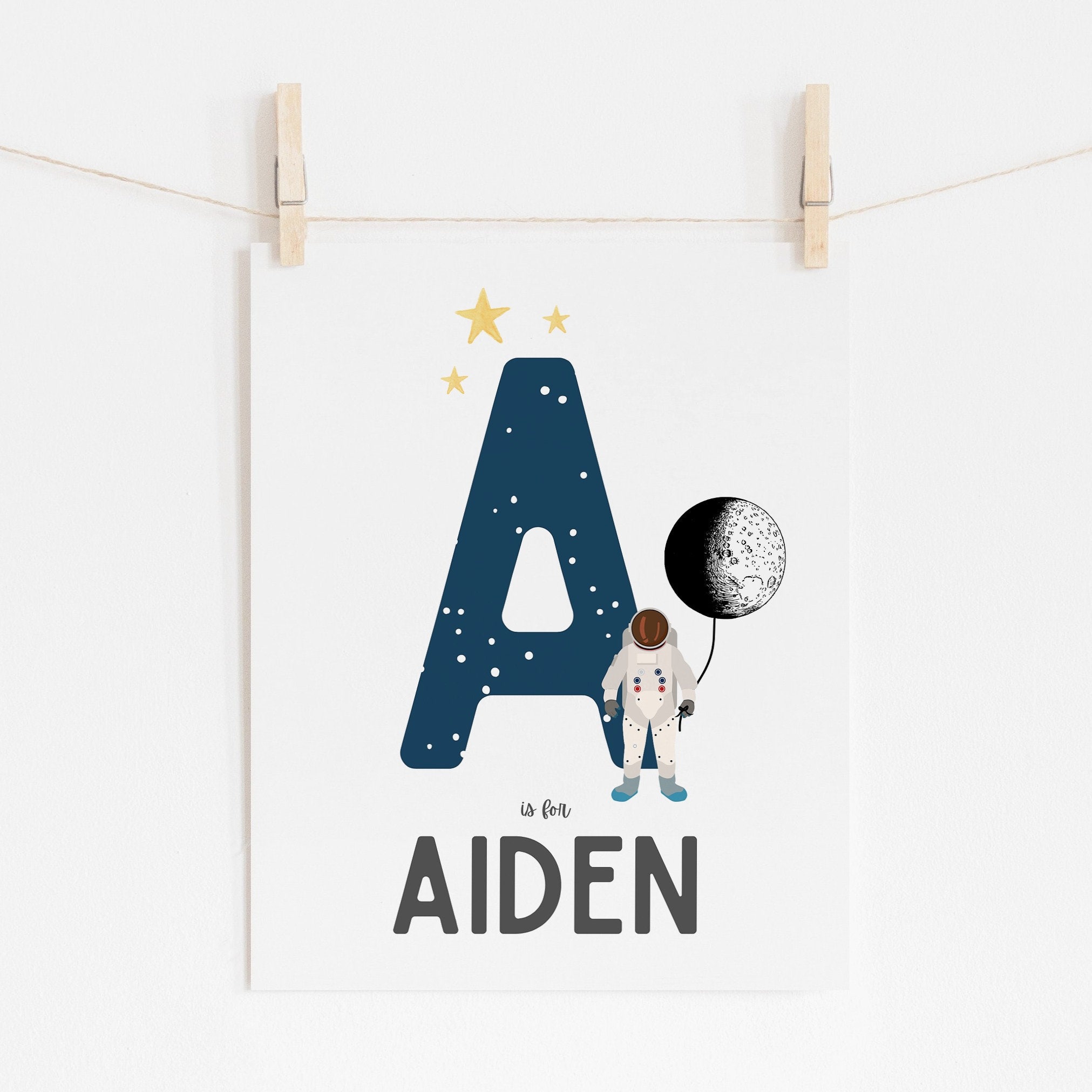 Personalized Letter Name Art, Space Wall Decor, Space Name Print ...
