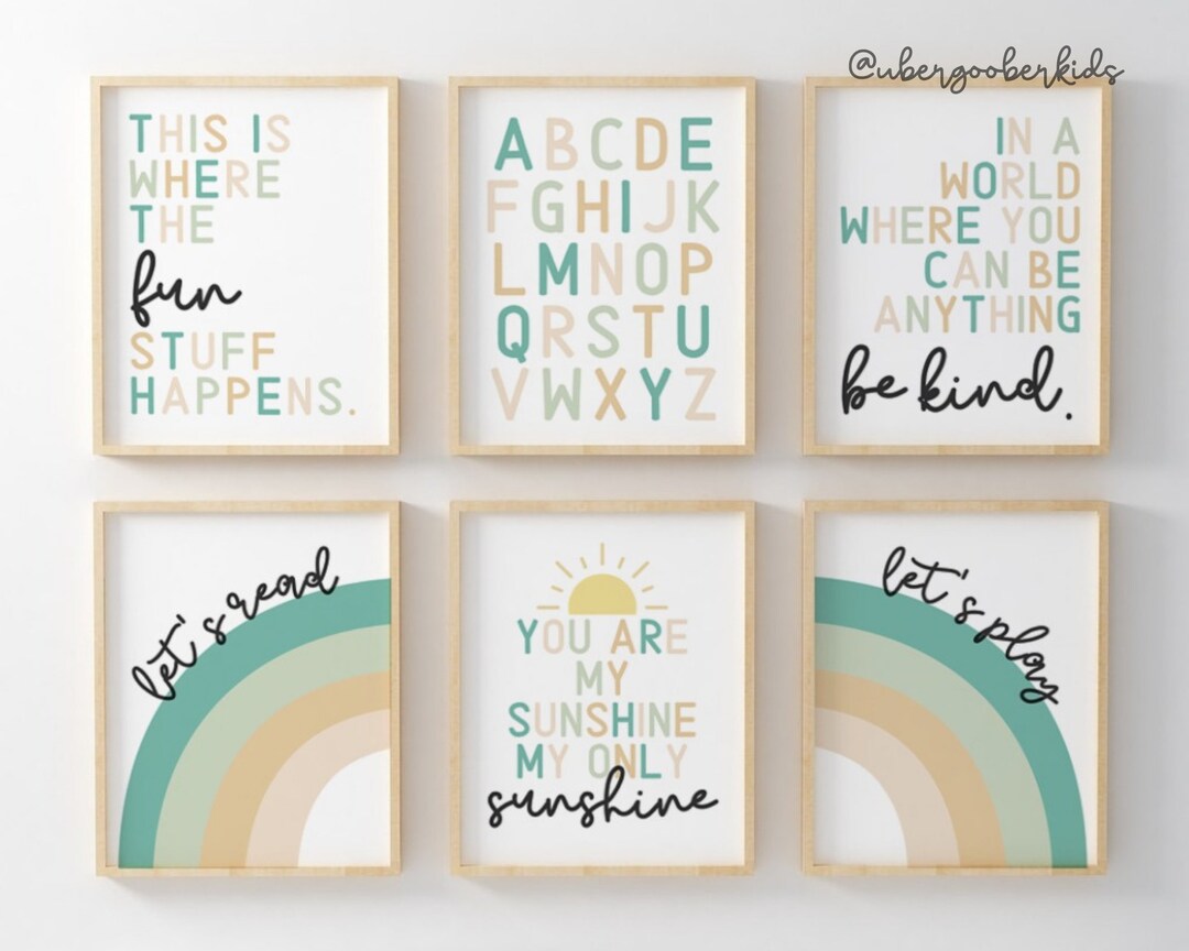 Playroom Art Set of Six Playroom Poster Playroom Decor - Etsy