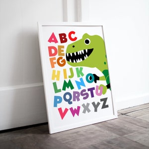 Dinosaur ABC Poster, Alphabet Print, Dinosaur Gift, Nursery Print, Dino ...
