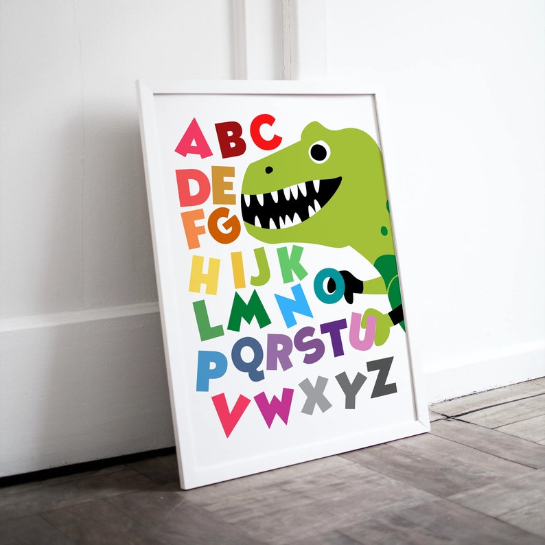 Dinosaur ABC Poster Alphabet Print Dinosaur Gift Nursery | Etsy