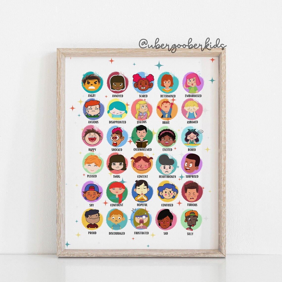 30 Emotions and Feelings Faces, Kids Wall Print, Learning Resource ...