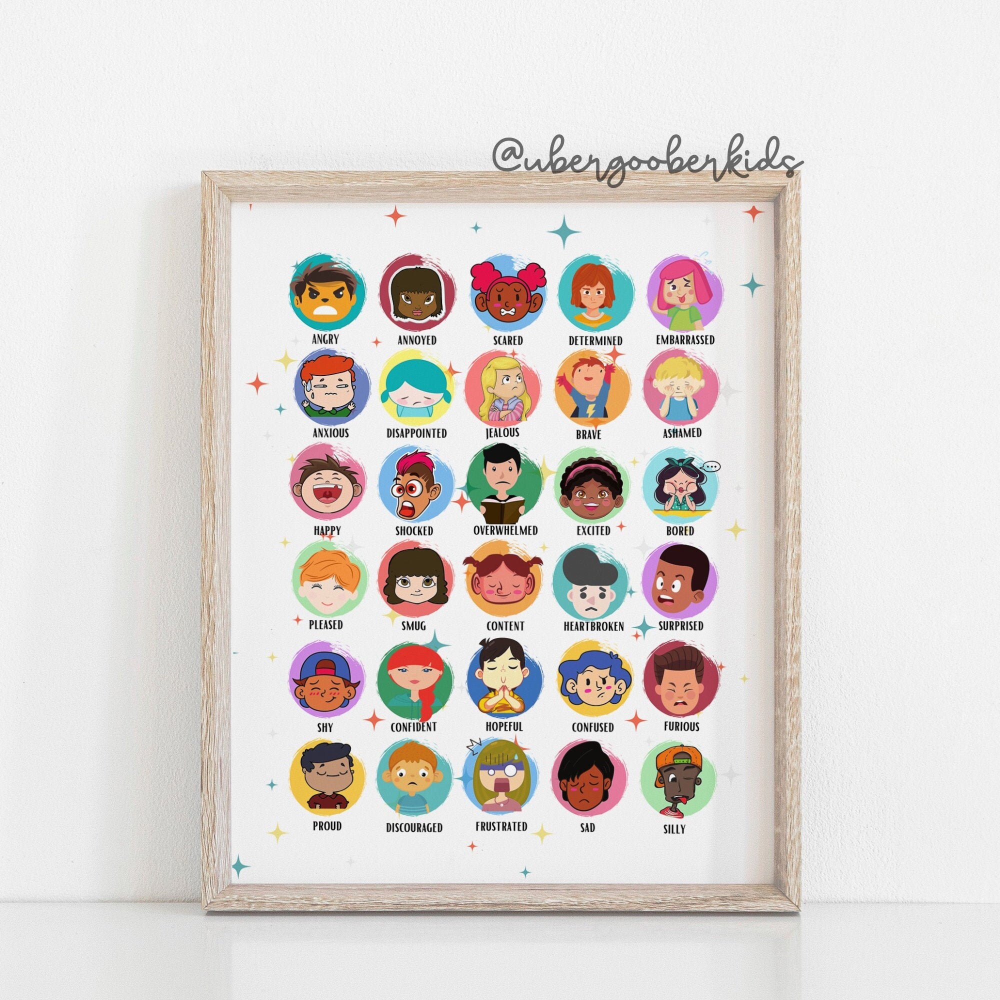30 Emotions and Feelings Faces, Kids Wall Print, Learning Resource ...