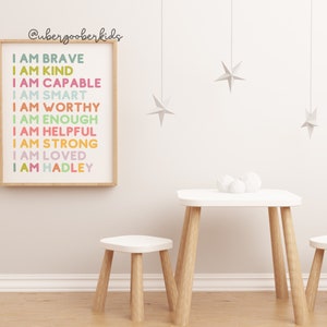 Kids Room Printable Art, Affirmations for Kids, Affirmation Art ...