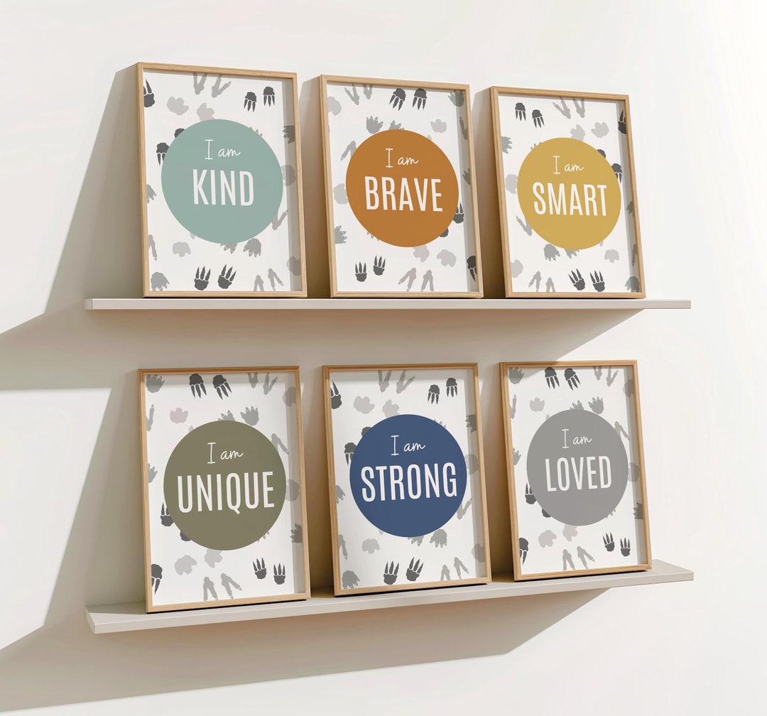Dinosaur Wall Art Print Set, Positive Affirmations, Daily Affirmations ...