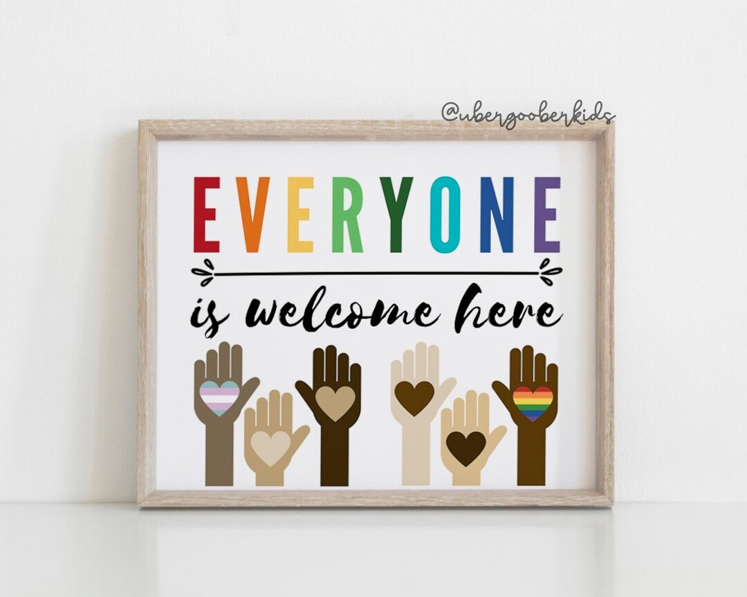 Everyone Welcome Here, Diversity Art, Classroom Decor, Educational Wall ...