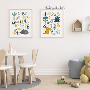 Dinosaur Alphabet Print, Kids Alphabet Poster, Dinosaur Nursery Decor ...