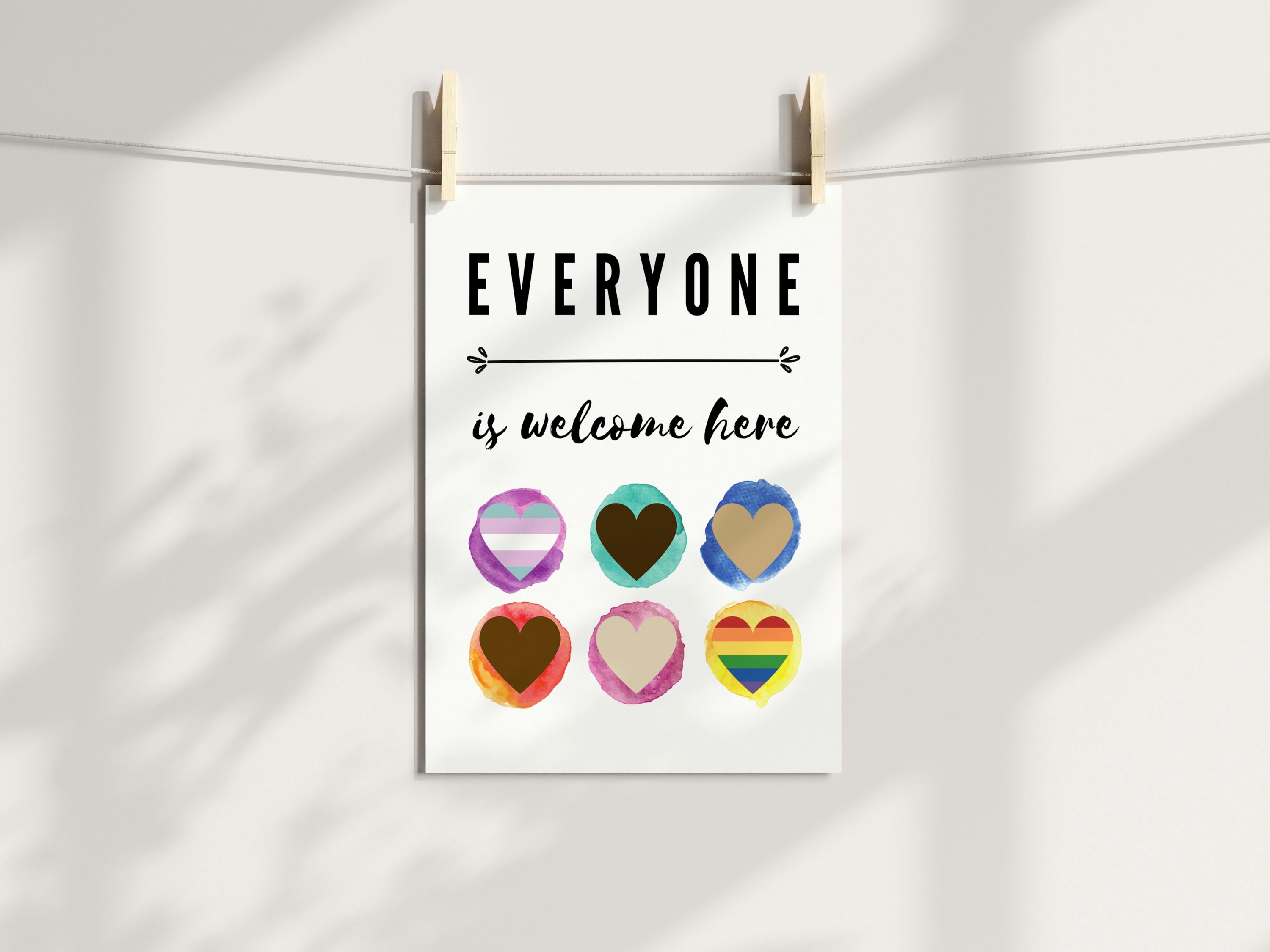 Printable Diversity Poster, Wall Art, Everyone Welcome, Classroom ...