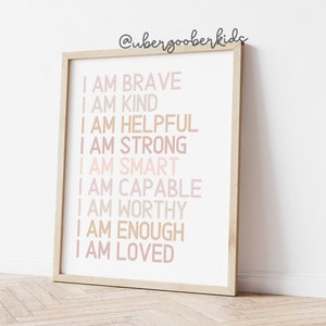 Bathroom Affirmation Print, Kids Bathroom Decor, Positive Affirmations ...