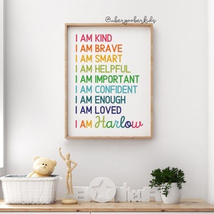 Kids Room Art, Kids Room Decor, Affirmations, Positive Art, Custom Name ...