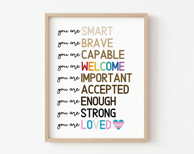 Safe Space for Everyone Poster Printable, Pride Flag Hearts, LGBTQ ...