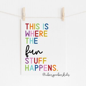 Where the Fun Stuff Happens Wall Art, Playroom Poster, Playroom Decor ...