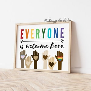 Everyone Welcome Here, Diversity Art, Classroom Decor, Educational Wall ...
