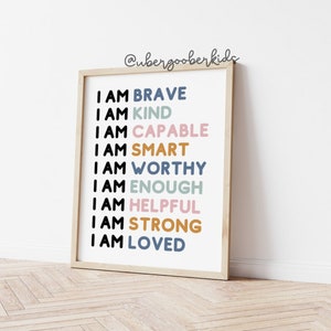 Bathroom Affirmation Print, Kids Bathroom Decor, Positive Affirmations ...