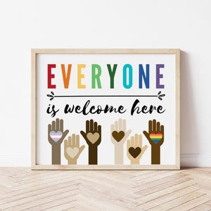 Inclusion Wall Art, Everyone is Welcome Here, Diversity Prints ...