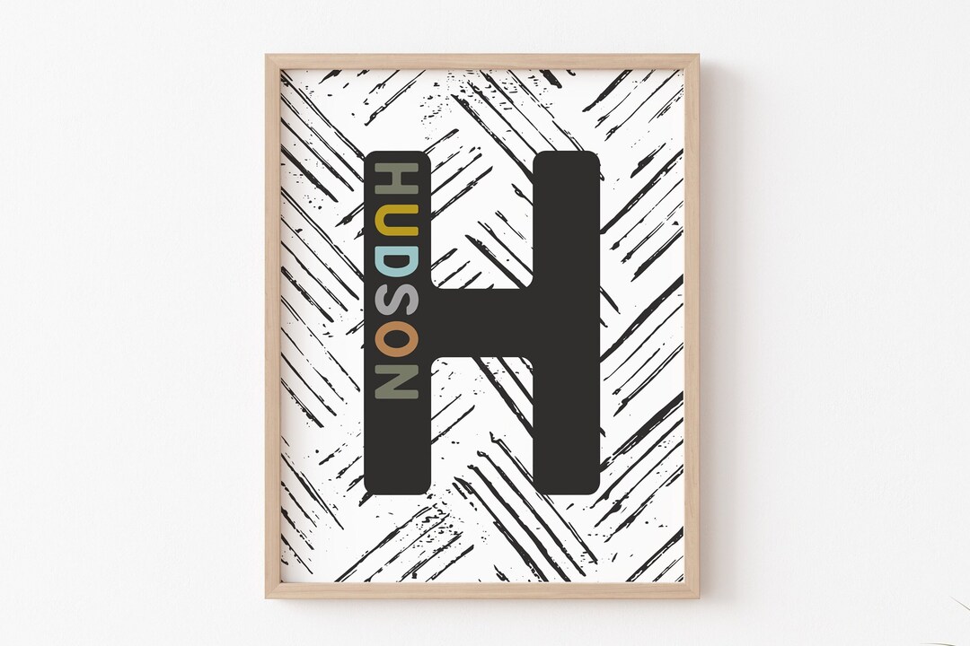 Custom Name Wall Art, Personalized Monogram Initial, Custom Baby Name ...