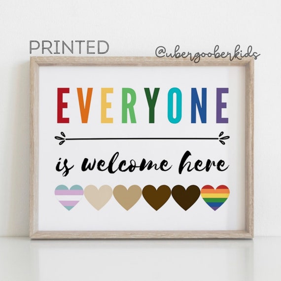 Inclusion Wall Art Everyone is Welcome Here Diversity | Etsy