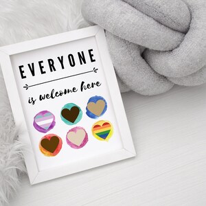 Printable Diversity Poster, Wall Art, Everyone Welcome, Classroom ...