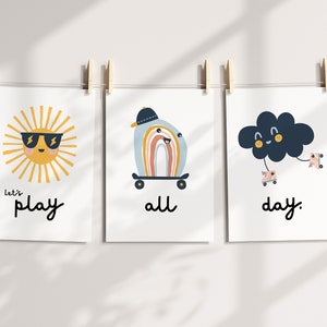 Playroom Wall Art Set of 3, Nursery Posters, Toddler Wall Art ...