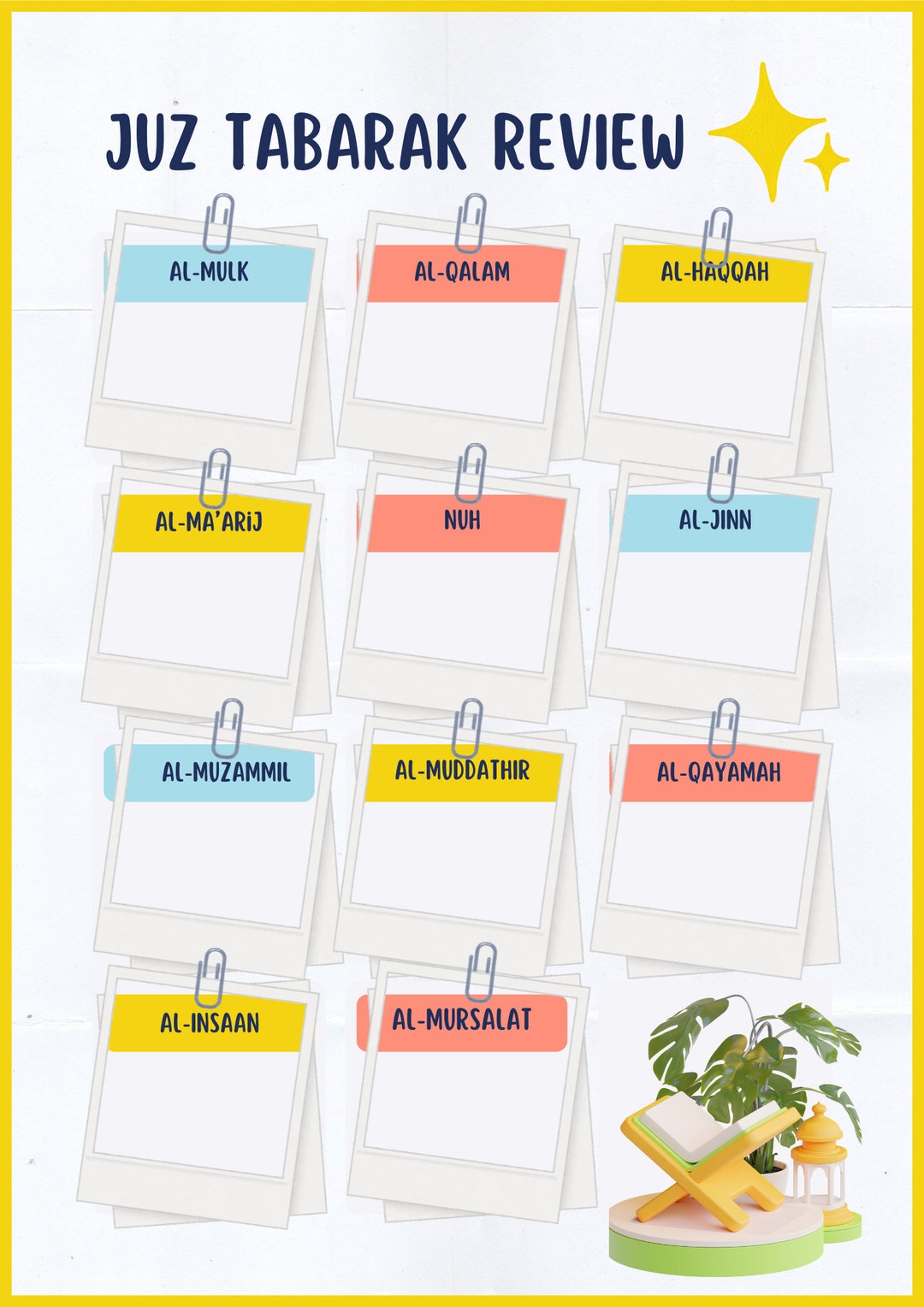 Juz Tabarak Tracker - Etsy