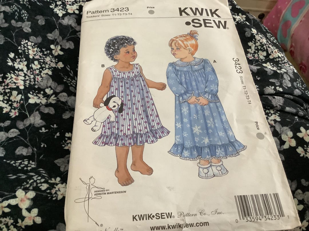 New Kwik Sew Sewing Pattern 3423 Toddlers Nightgowns Sizes T1-t4 - Etsy