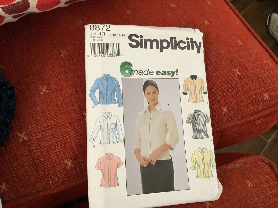 New Simplicity Sewing Pattern 8872 Misses Shirts Sizes 14-20 - Etsy Canada