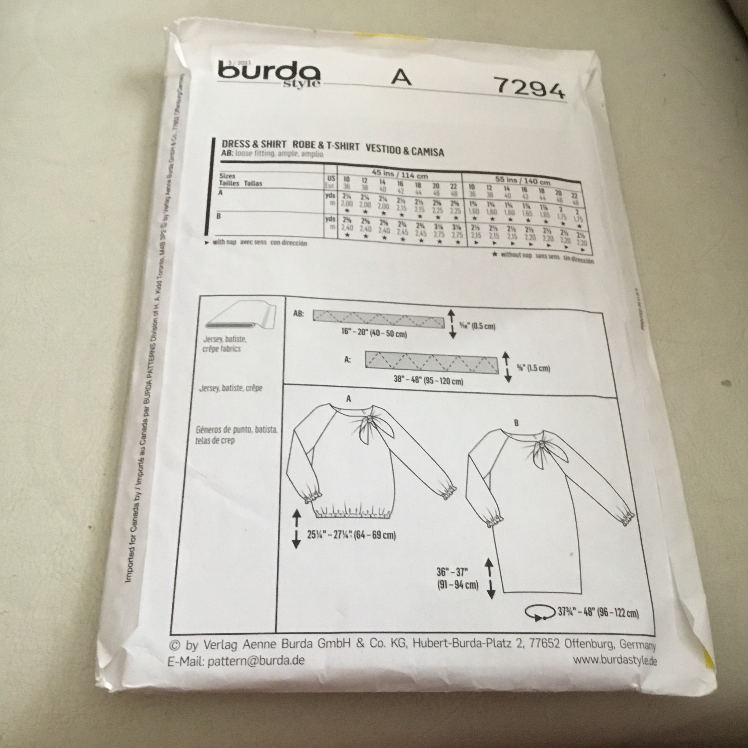 New BURDA Sewing Pattern 7294 Ladies Dress and Top Sizes 10-22 - Etsy