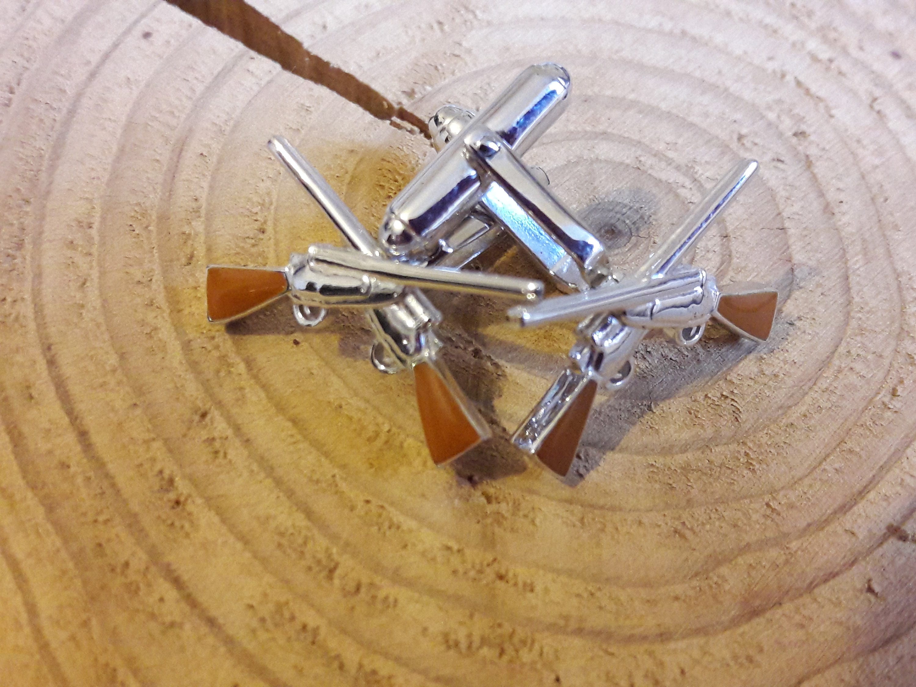 Sterling Silver and Enamel Shotgun/Rifle Cufflinks, Handmade