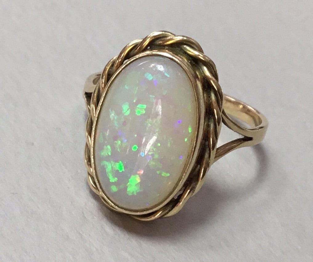 9ct Gold Opal Ring, Large Australian Opal