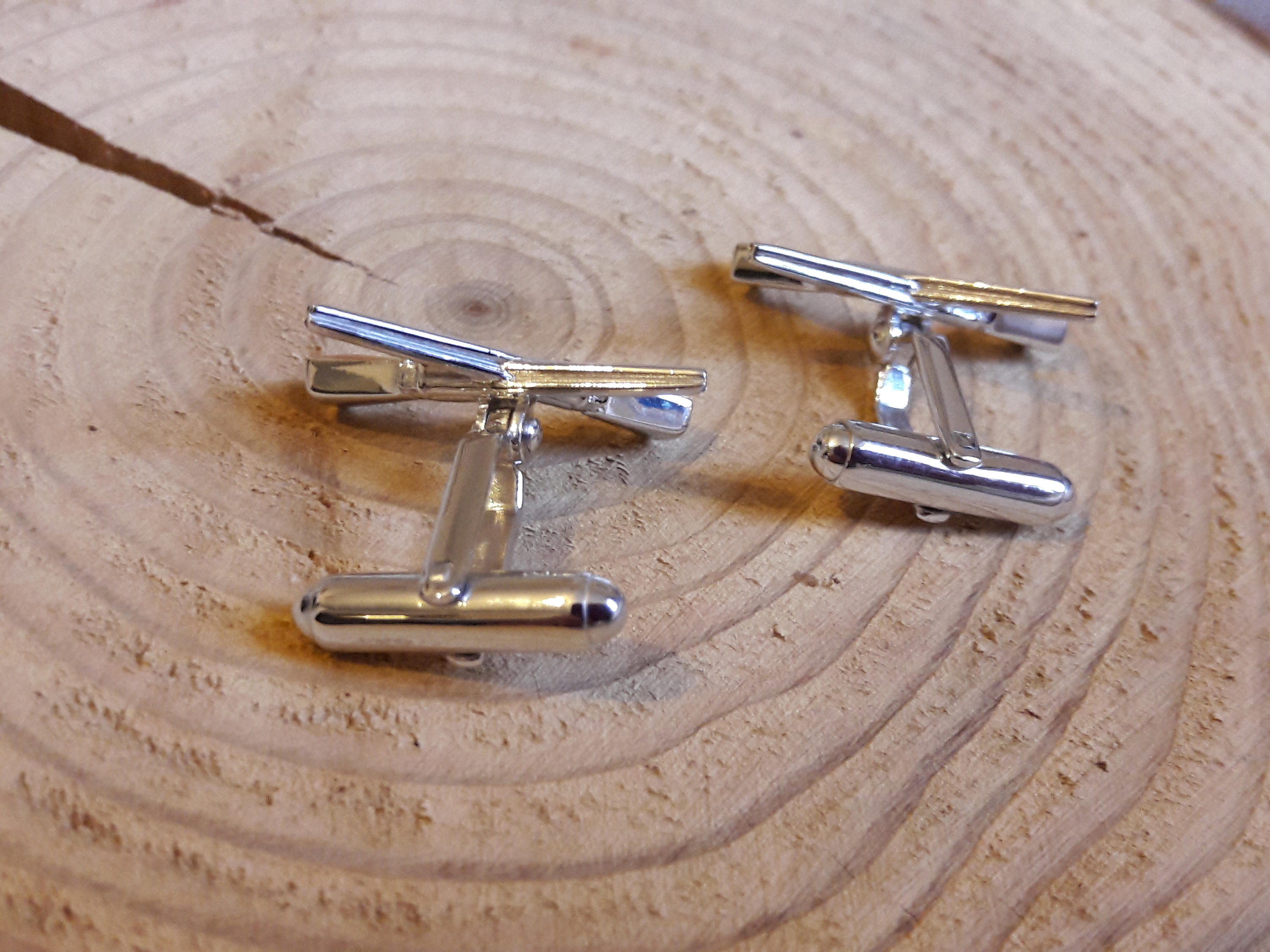 Sterling Silver and Enamel Shotgun/Rifle Cufflinks, Handmade