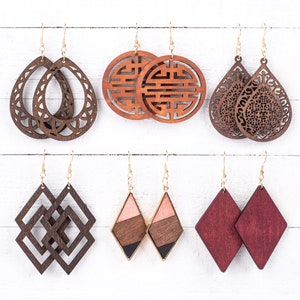 Wood Earrings, 40 Styles of Wooden Earrings, Wood Teardrop Earrings ...