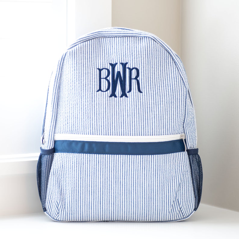 Personalized Kids Backpack Monogrammed Backpack Seersucker - Etsy