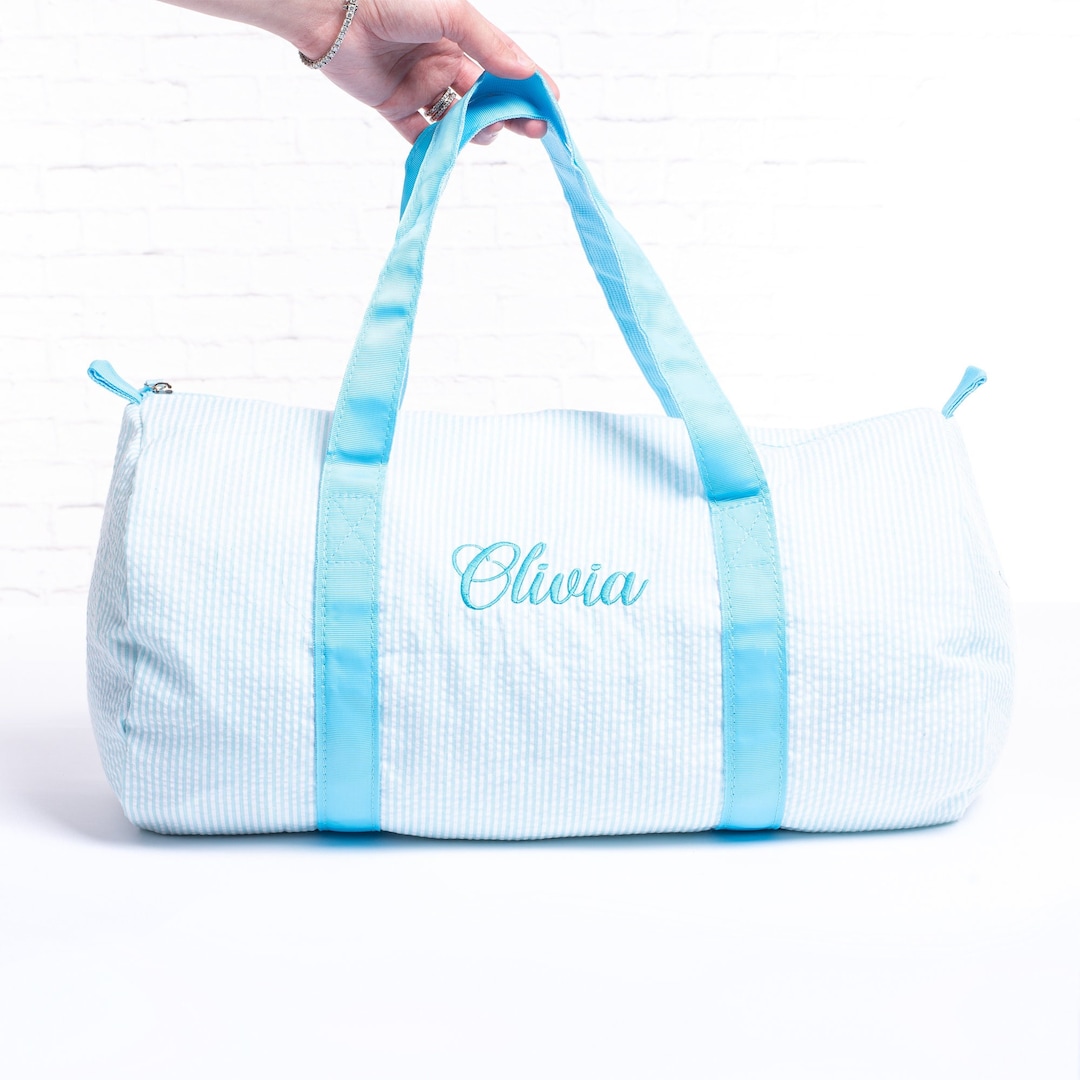 Personalized Baby Duffle Bag, Monogram Seersucker Baby Bag, Monogrammed ...