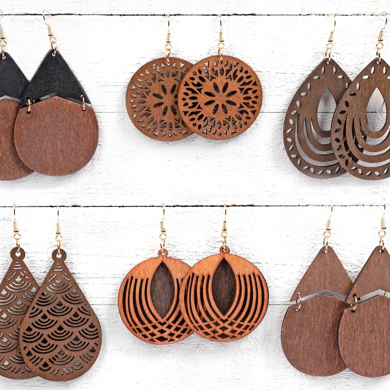 Wooden Earrings - Etsy