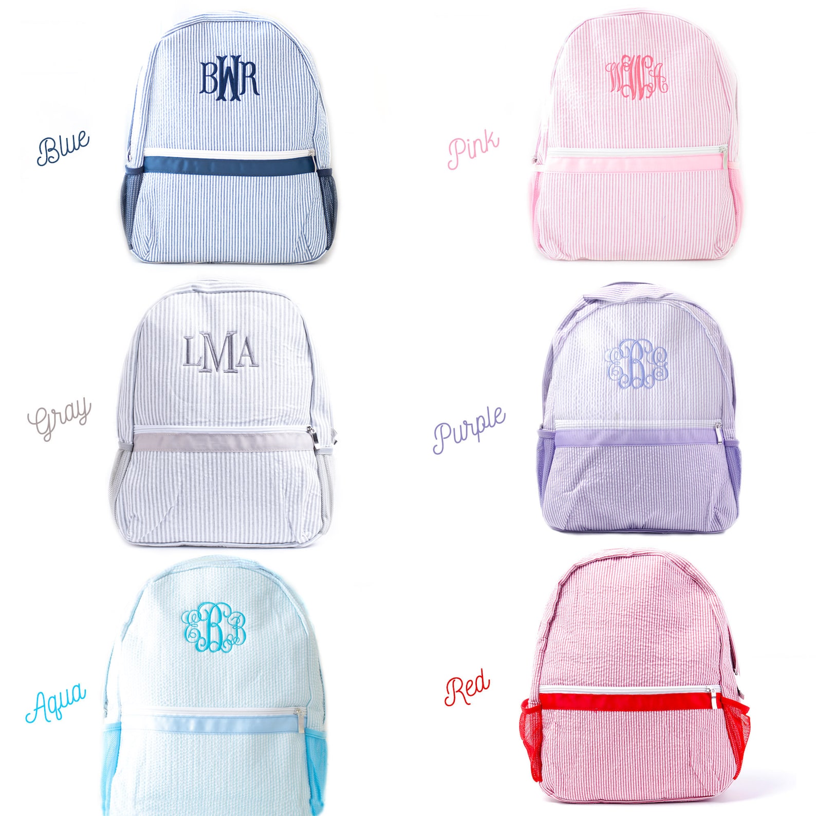 Personalized Kids Backpack, Monogrammed Backpack, Seersucker Diaper Bag ...