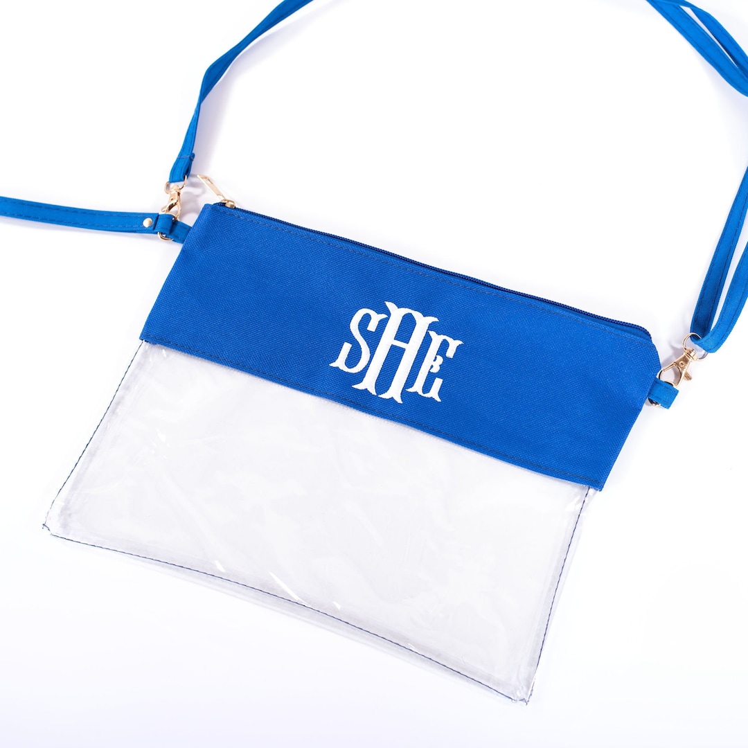 Monogrammed Clear Stadium Crossbody Bag, Personalized Game Day Bag - Etsy