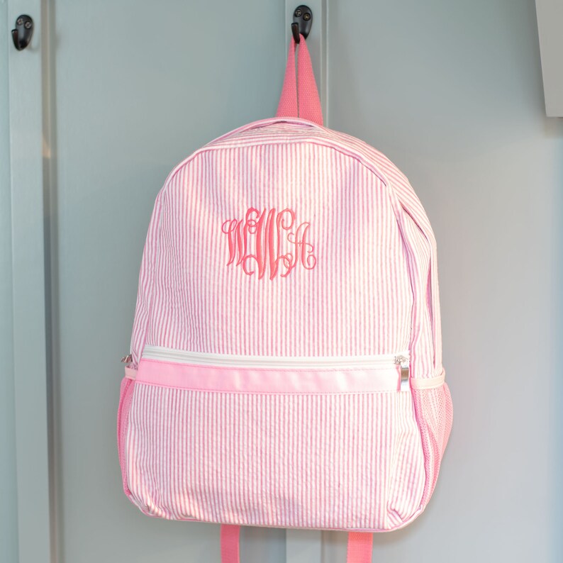 Personalized Kids Backpack Monogrammed Backpack Seersucker - Etsy