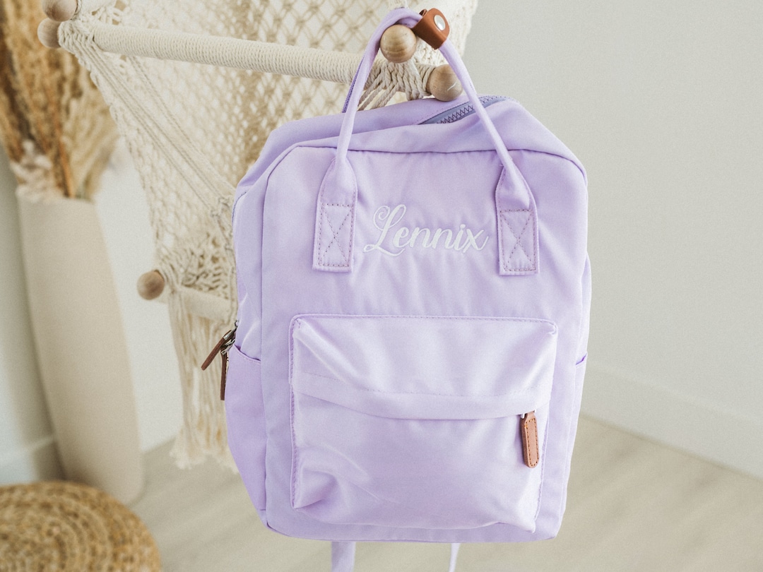 Monogrammed Baby Backpack, Purple Toddler Book Bag, Leather Accents - Etsy