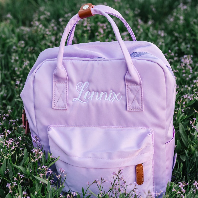 Monogrammed Baby Backpack, Purple Toddler Book Bag, Leather Accents - Etsy