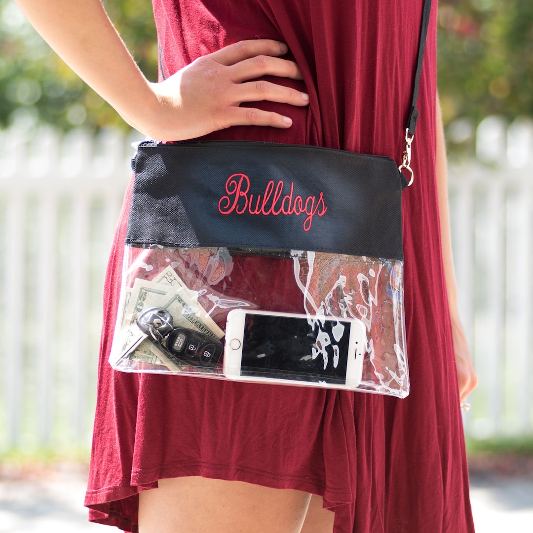 Monogrammed Clear Stadium Crossbody Bag, Personalized Game Day Bag - Etsy