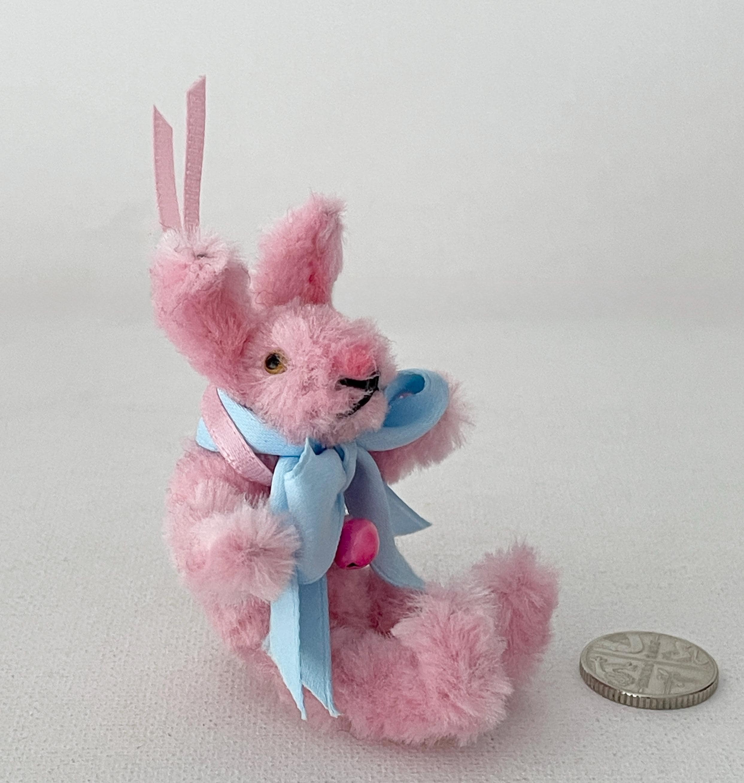 Miniature Handmade Pipe Cleaner Pink Bunny Rabbit, Fully Posable, 9cm ...