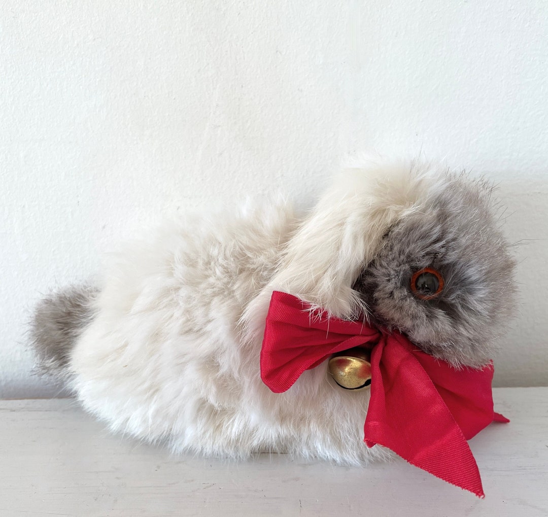 Vintage Cute and Fluffy Real Fur Rabbit With Bell and Bow 1960s - Etsy
